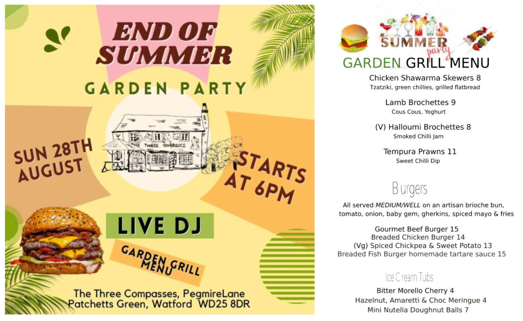 Summer-Party-Final-JPEG | Little Alpine at The Three Compasses Aldenham